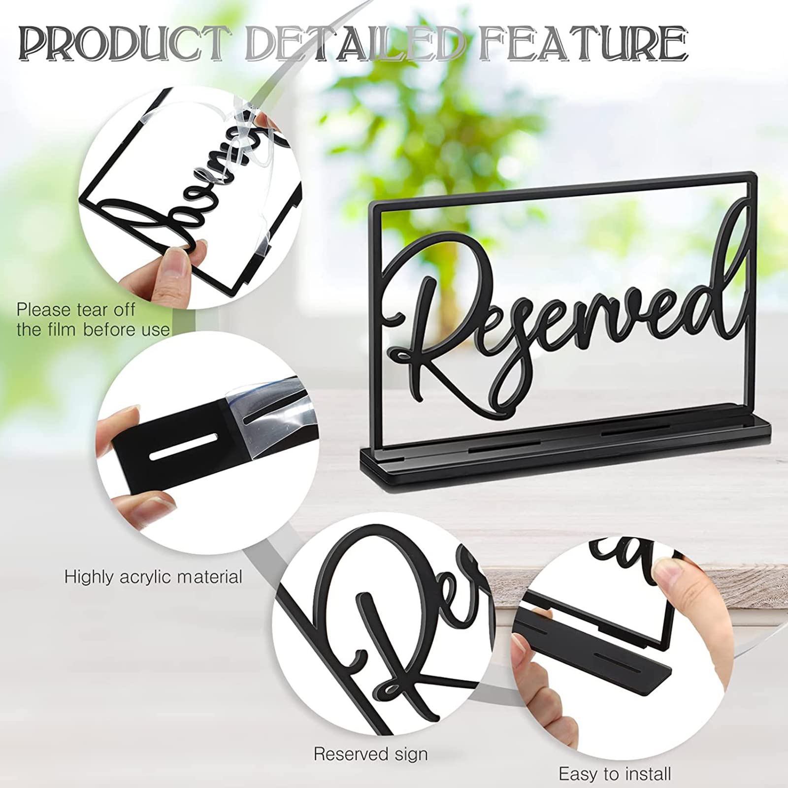 LKEWGHS Reserved Table Sign For Tables Standing Reserved Wedding Signs For Wedding Seating Office, Black