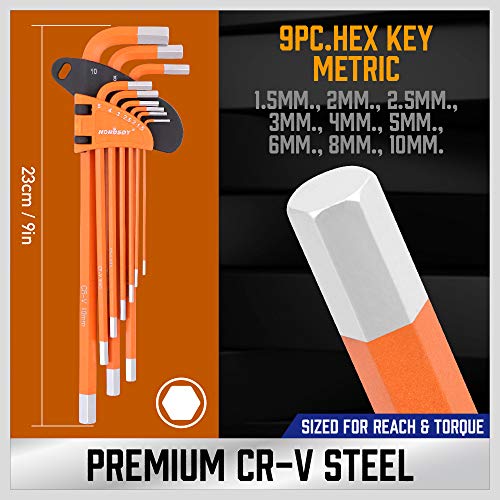 HORUSDY Hex Key Allen Wrench Set, SAE & Metric Star Long Arm Ball End Hex Key Set, Industrial Grade Allen Wrench Set