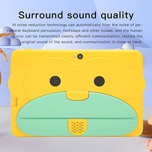 Cyllde Kids Tablet, Low Blue Light Technology LED Screen and IPS HD Display, 5gwifi Dual Band 5000 mAh Battery Built in Popular Apps, Suitable for Animations, e Books(Yellow)