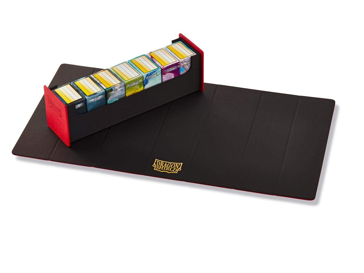 Dragon Shield Magic Carpet 500+ Red & Black Durable Magnetic Leather Deck Box Storage Case Protector