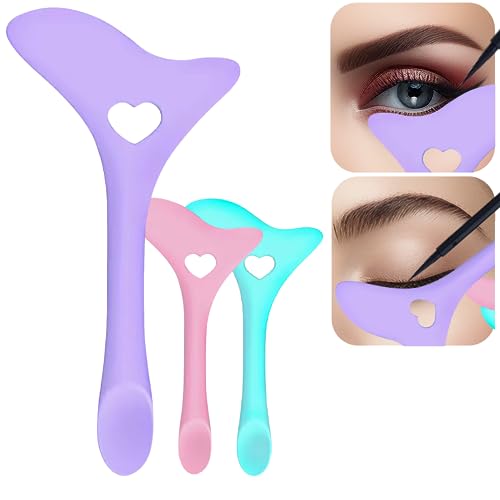 CYOIDAI Eyeliner Stencils, Winged Eyeliner Tool, Mascara Shield, Multifunctional Silicone Eyeshadow Applicators, Perfect for Beginners in Makeup (Purple)