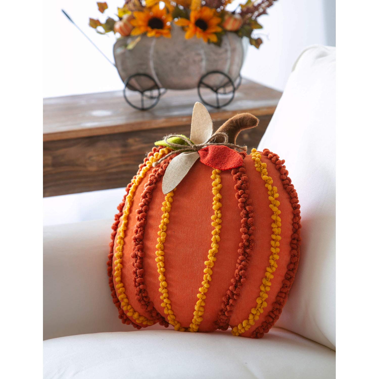 Cypress Home Beautiful Thanksgiving Fall Pumpkin Shaped Comfortable Pillow - 16 x 4 x 17 Inches Indoor/Outdoor Decoration for Homes, Yards and Gardens