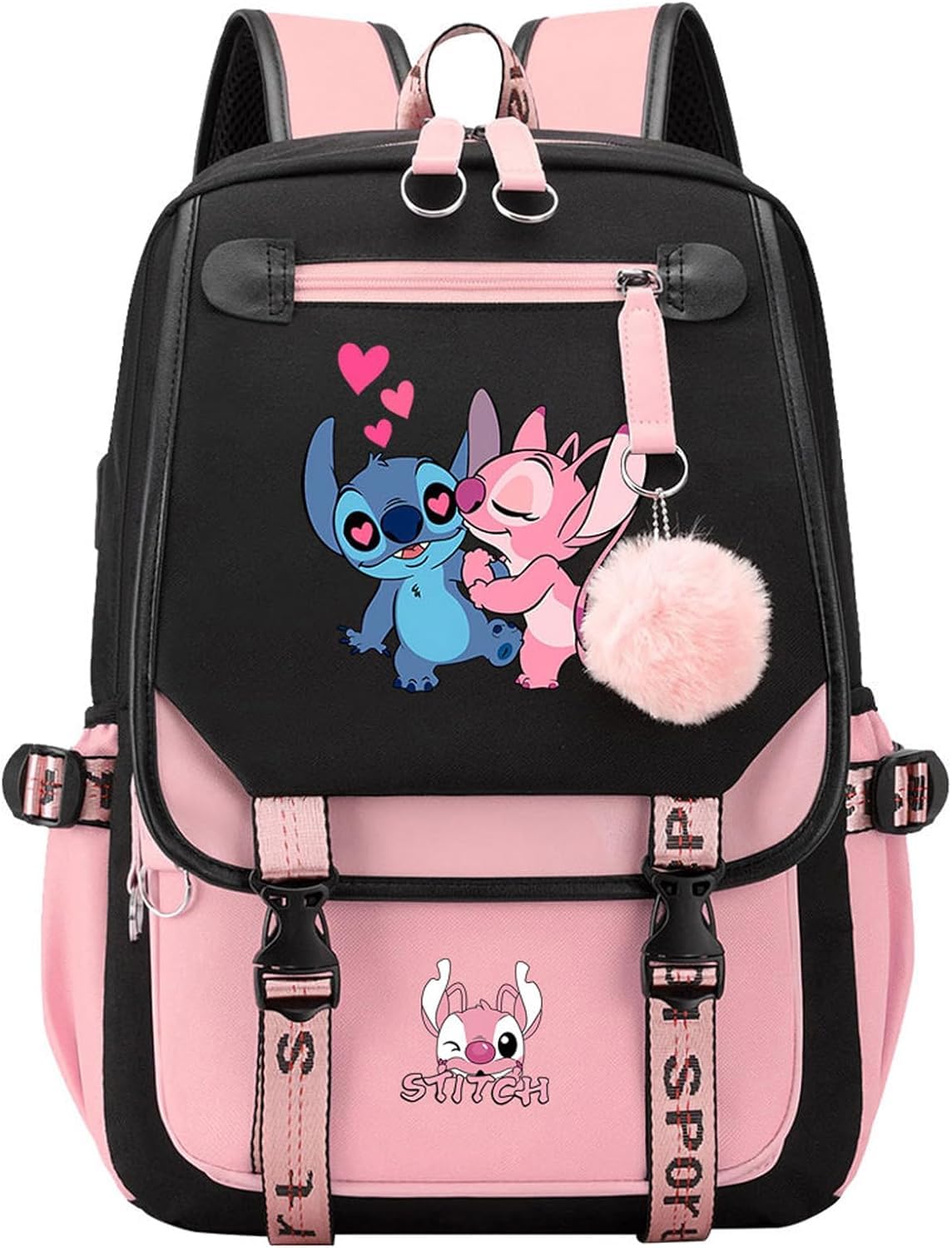 CUSALBOY Fashionable Computer Backpack Youth School Casual Backpack with USB Port, Travel Business Backpack Cartoon Luminous Pattern (black 4)