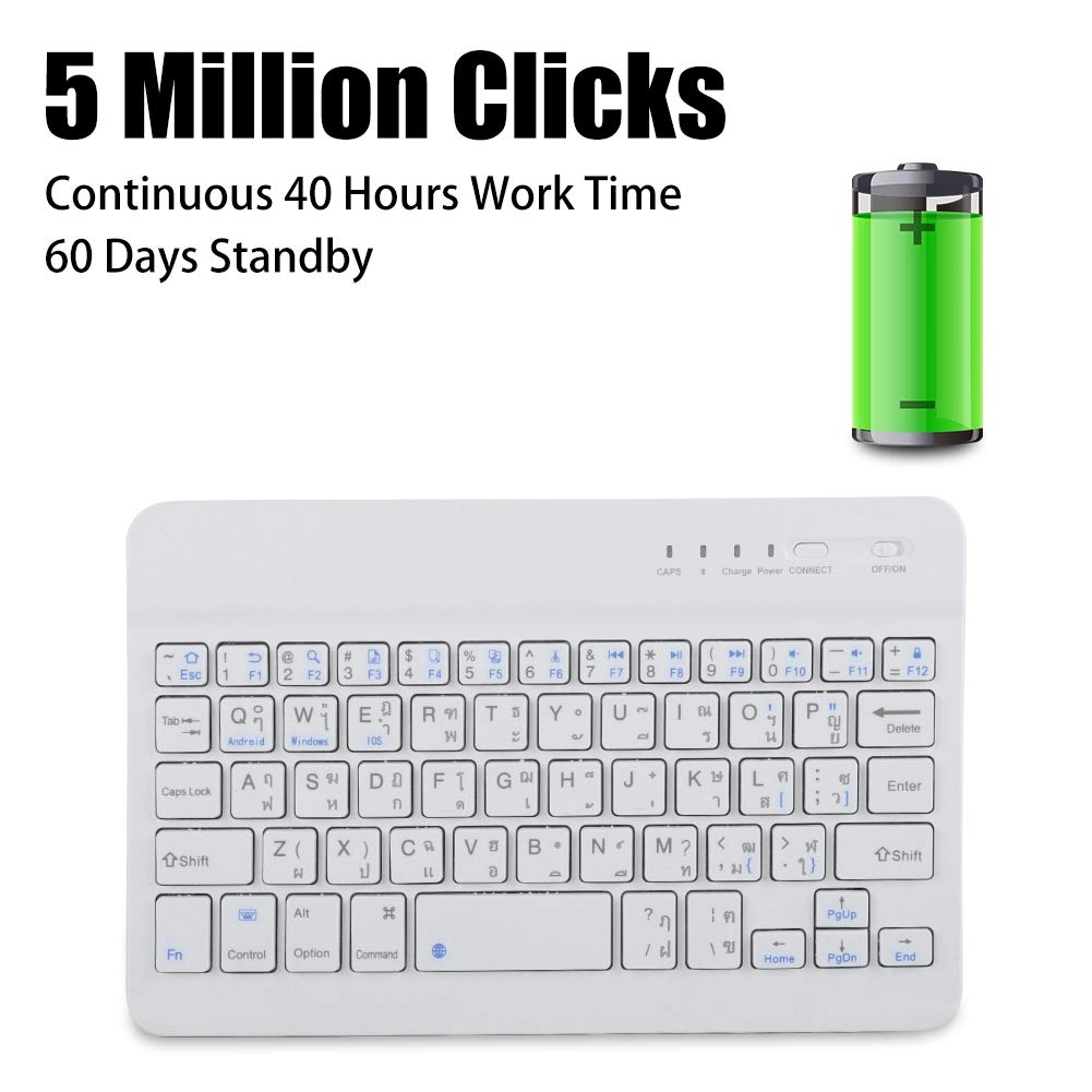 Thai Language Ultra Slim Bluetooth Keyboard Suitable for Android/iOS/Windows Systems.