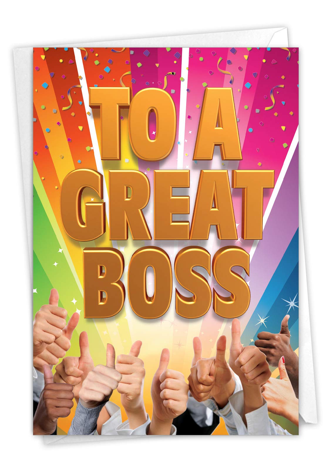 NobleWorks - Boss's Day Greeting Card with Envelope - Boss Appreciation, Gratitude Notecard for Manager, Work - Great Boss C5862BOG