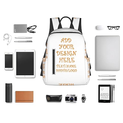 Custom Backpack for Men Women Personalized Backpacks with Pictures Text Logo Art Design for Office Travel Hiking Camping (Black 4)