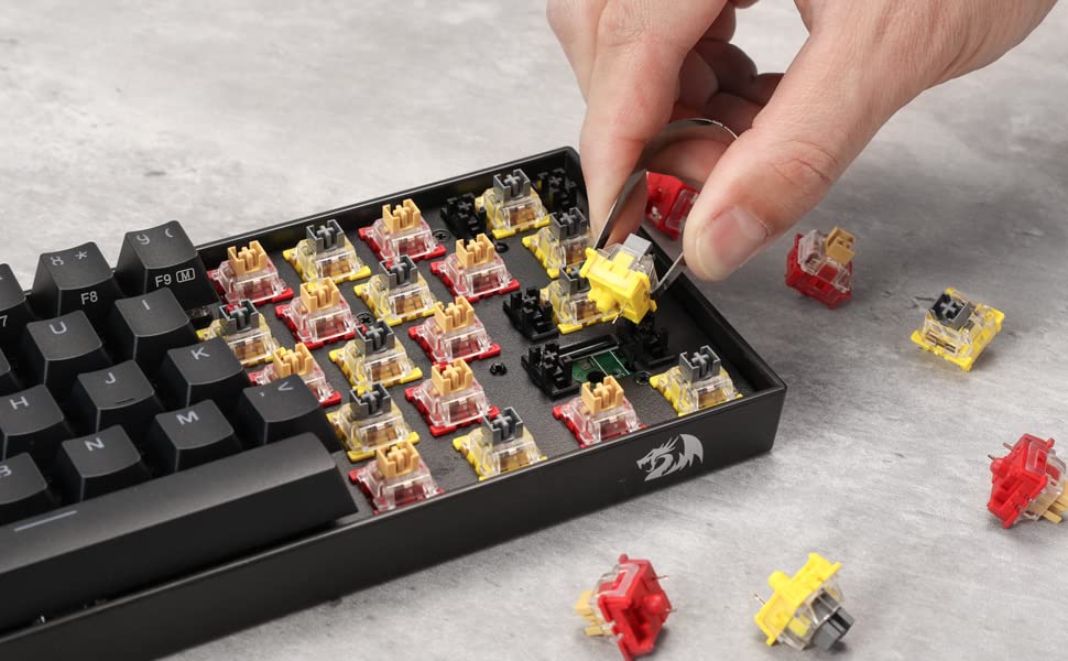 Redragon 60% Gaming Keyboard & A113 Hot-swap Mod Mechanical Switches (24pcs) Bundle