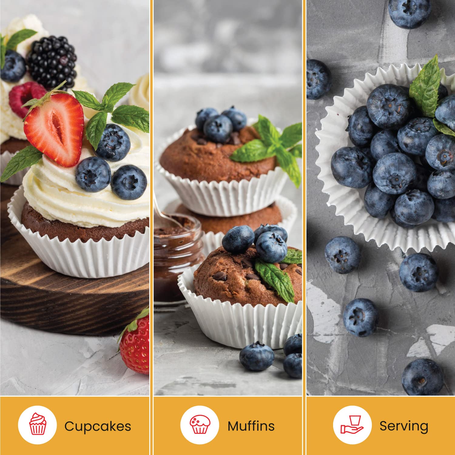 Cupcake Liners & Muffin Cups Pack of 600 | Grease Resistant Wrappers by Baker’s Signature – Will not Burn or Soak Through – Non-Toxic & Comes in Convenient Packaging