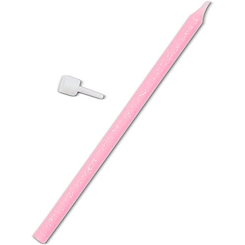 Metallic Glitter Long Thin Birthday Cake Candles in Holders (5 in, 48 Pack)