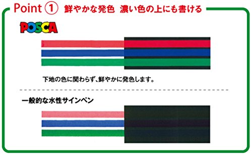 Mitsubishi Pencil Posca PC5M.26 Water-Based Pen, Medium Point, Round Tip, Silver, 10 Pieces