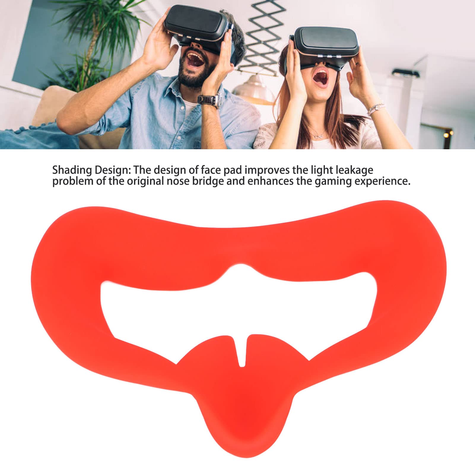 Yoidesu Silicone VR Face Cover Pad, VR Glasses Silicone Eye Mask Breathable Anti Sweat VR Protective Cover for Oculus Quest 2 Gaming Headset(red)