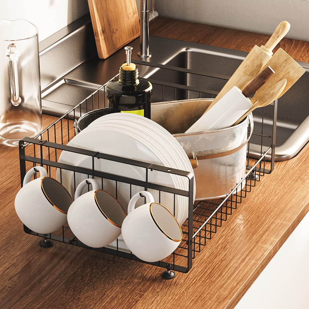 Fashionwu 2 Tier Fruit Basket with 4 Removable Banana Hangers, Fruit Bowl for Kitchen Counter, Kitchen Storage Organizer Holder for Fruit Vegetable, Black
