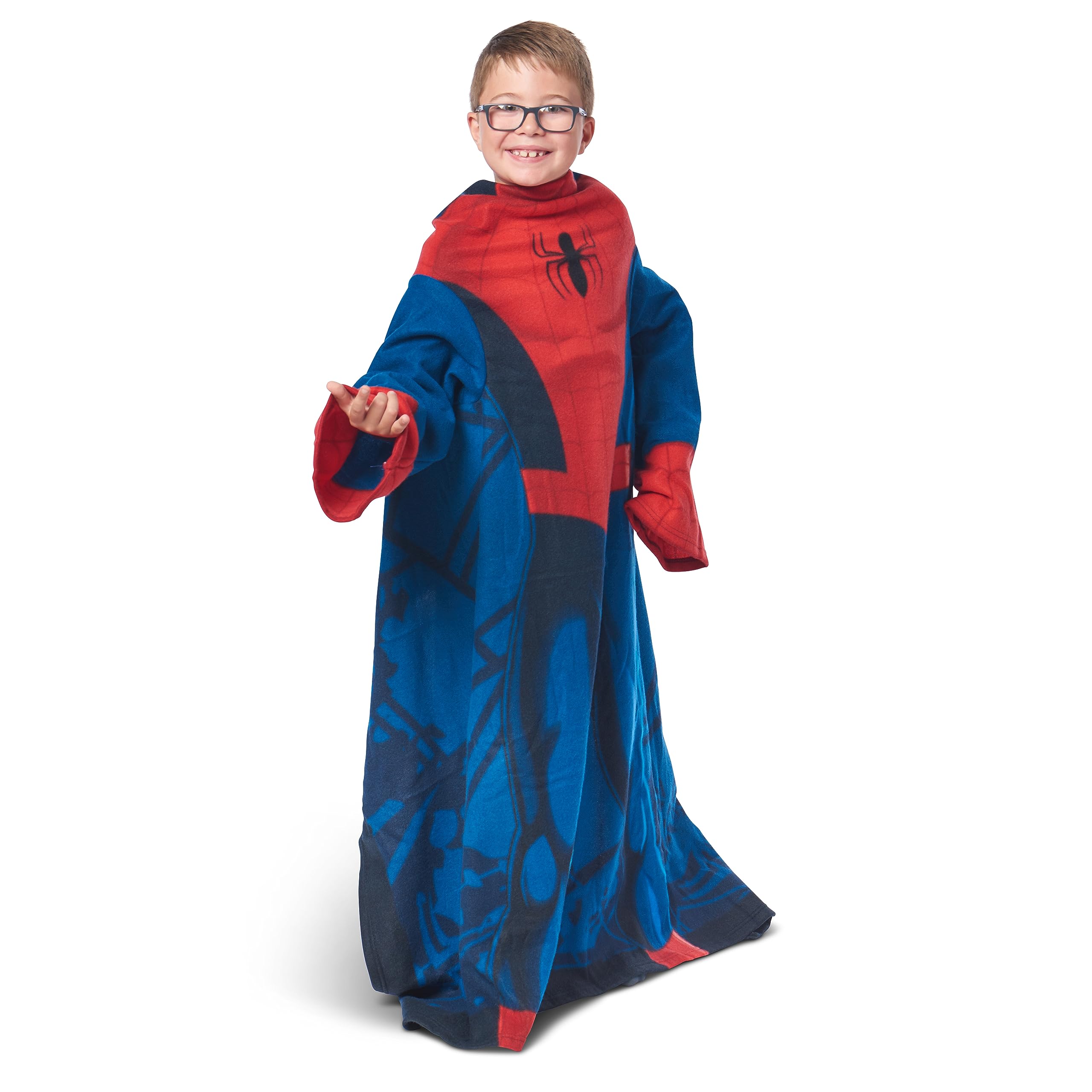 Northwest Spider-Man Spidey Webs Youth Silk Touch Comfy Throw Blanket with Sleeves, 48" x, 48"