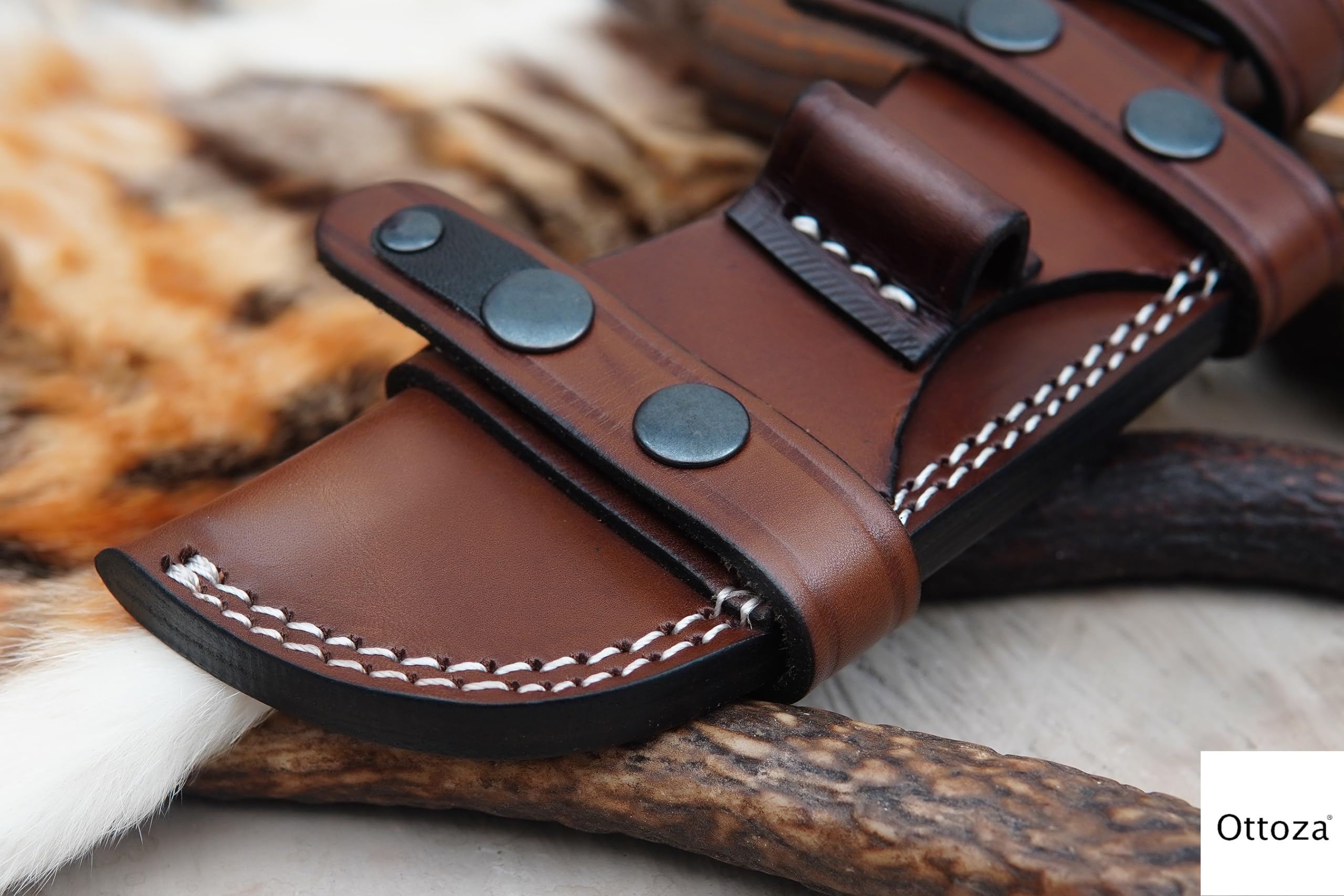 Ottoza TOP GRAIN Leather Knife Sheaths for Fixed Blade Knives, RIGHT HAND Leather Knife Sheath for Belt, Leather Knife Holster Belt Knife Holder, Horizontal Knife Sheath for Belt No:2
