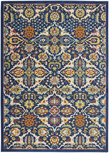 Nourison Allur Contemporary Navy Multicolor 4' x 6' Area -rug, Easy -cleaning, Non Shedding, Bed Room, Living Room, Dining Room, Kitchen (4x6)