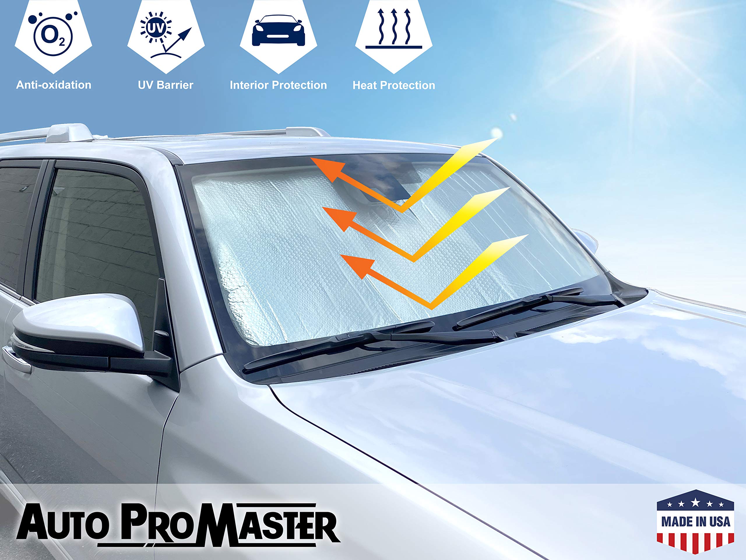 Custom fit Front Windshield Sunshade for 2017 2018 2019 2020 2021 2022 Ford Super Duty F-250 F-350 F-450 F250 F350 F450 Truck Pickup (Made in USA)