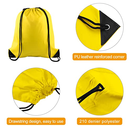 KUUQA 2 Pcs Yellow Drawstring Backpack Drawstring Bag Bulk Sports Cinch Bags String Backpack Storage Bags for Gym Traveling