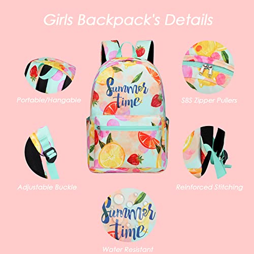 Dafelile Backpack with Pencil Case Set for Girls, 2 in 1 School Bookbag Set Cute Cartoon Lightweight Schoolbag for Kindergarten Elementary School Girls