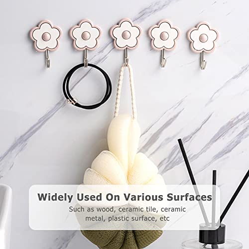 Ristpal [5 Pack] Cute Floret Utility Hooks Heavy Duty Up to 5 Pounds, Waterproof and Oil Proof. Hanging Key. Stick On Wall Kitchen Bathroom Ceiling Or Office Windows Hangers-Green