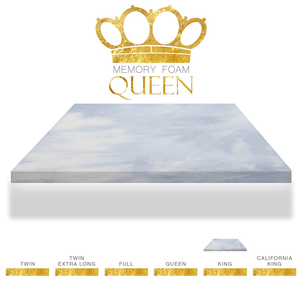 MFQ - Gel Memory Foam Mattress Topper King Size Bed Pad - Made in The USA - 2 Inch Gel Mattress Topper King Size for Extra Padding - Extra Soft and Comfy Gel Infused Toppers