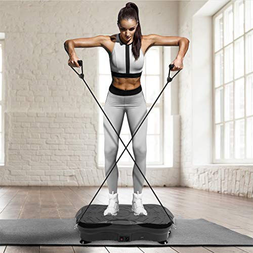 FRJINIE Vibration Plate Exercise Machine, Whole Body Workout Vibration Fitness Platform, for Home Fitness & Weight Loss with Remote Control,1-99 Adjustable Level, 330lb (Black)