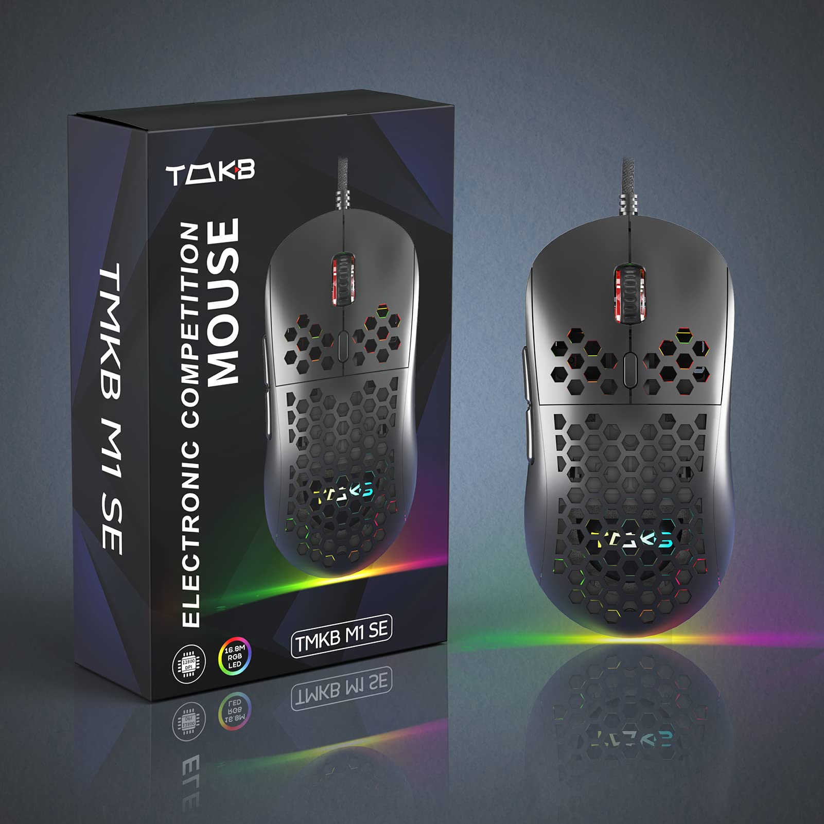 DIERYA Falcon Gaming Mouse, Up to 16000 DPI, Ultra-Lightweight Honeycomb Mouse, RGB Wired Gaming Mice with 7 Buttons Programmable Driver for Windows PC Gamer Designer (Black)