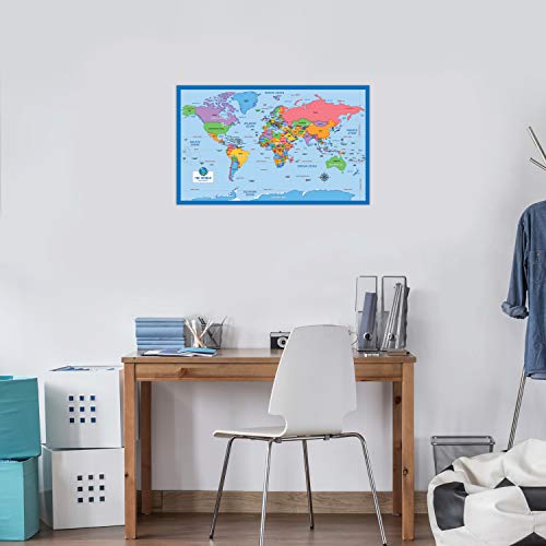 Palace Learning 2 Pack - Blank World Map Outline Poster + Simplified World Map for Kids [Blank] (LAMINATED, 18" x 29")