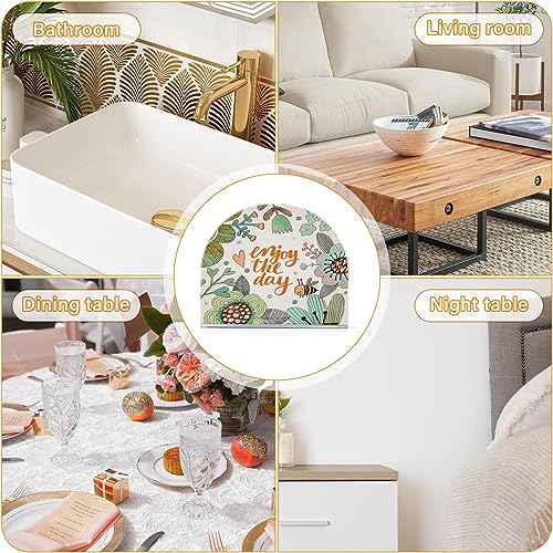 Napkin Holder, Clear Acrylic Paper Napkin Holders Flowers and Bees Enjoying The Day Tissue Box Dispenser Stand Tabletop Space Saver Upright Napkin Towel Holders for Kitchen Restaurant Home Decor
