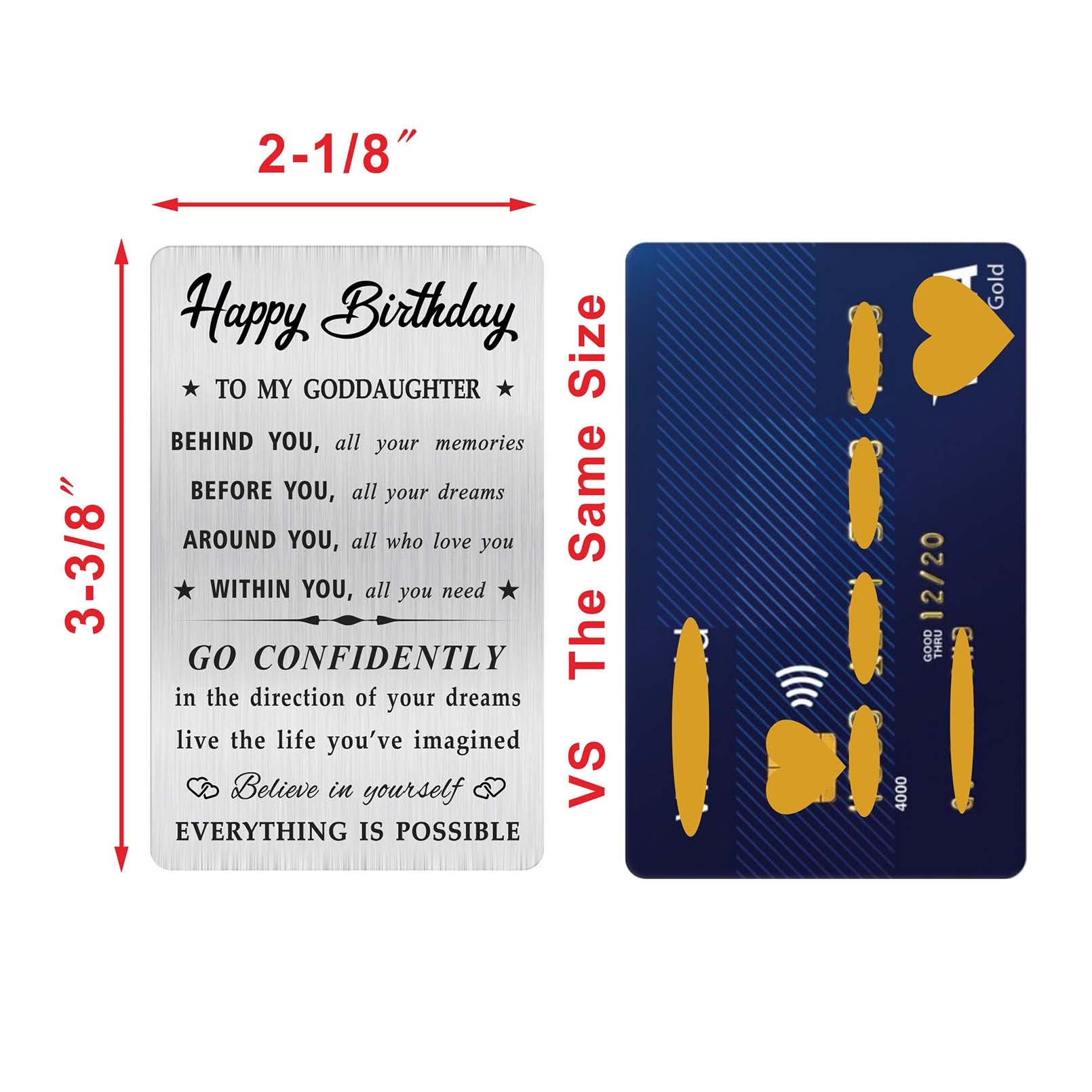 MOQIYXL Goddaughter Birthday Card, Happy Birthday Goddaughter Gifts Ideas, Small Engraved Wallet Card