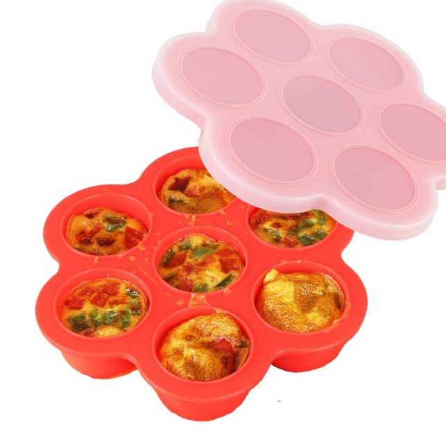 Egg Bites Tray with Lid | Silicone Egg Bites Tray | Egg Bites Molds Silicone | Instant Pot Accessories | Egg Bite Maker for Pressure Cooker, InstaPot, Air Fryer and Oven | Dishwasher safe