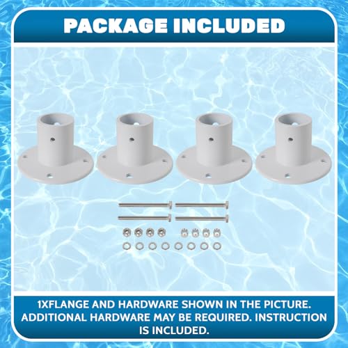 ECOTRIC Replacement Deck Anchor Flange Cast Aluminum Above Ground Pool Ladders and Handrails - 1 7/8” Inch Diameter of 1.9"(4PC)