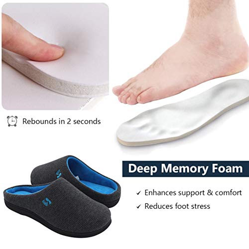 RockDove Men's Original Two-Tone Memory Foam Slipper, Size 5-6 US Men, Dark Grey/Blue