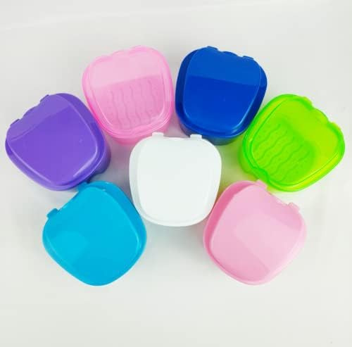 Denture Case, Denture Cup with Strainer,False Teeth Storage Box with Basket Net Container Holder for Travel, Retainer Cleaning (transparent Green)