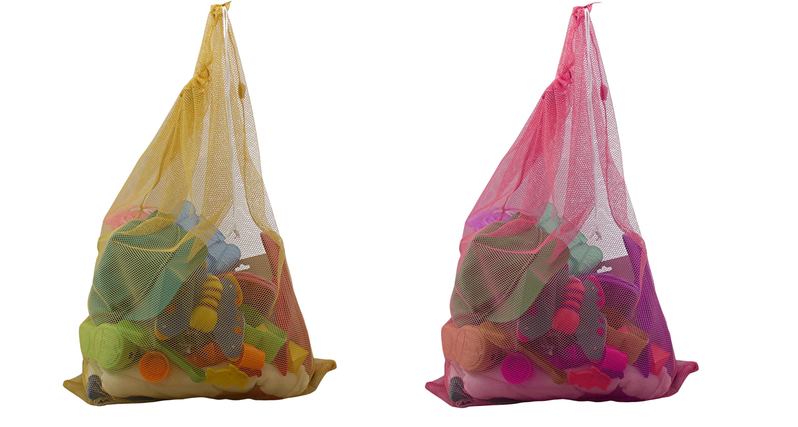 Dependable Industries 2-Pack Mesh Laundry Bags: Organize Clothes, Drawstring Closure; Random Color Assortment, Durable Polyester, 22" x 29", for Laundry, Sports Gear, Beach Items
