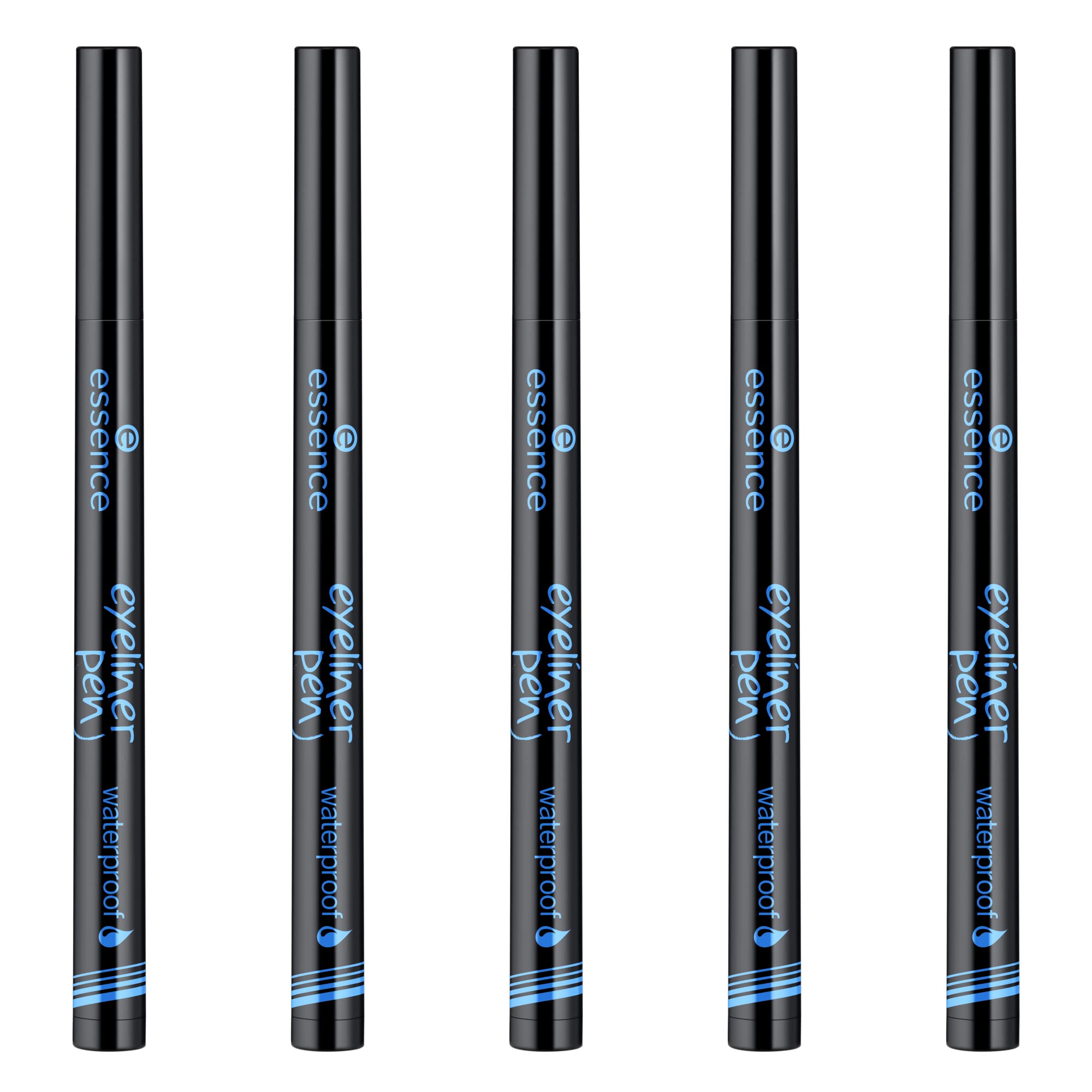 essence | 5-Pack Black Waterproof Superfine Eyeliner Pen | Longlasting & Pigmented Liquid Formula | Glide-on & Precise Application | Felt Tip Applicator | Paraben Free | Cruelty Free
