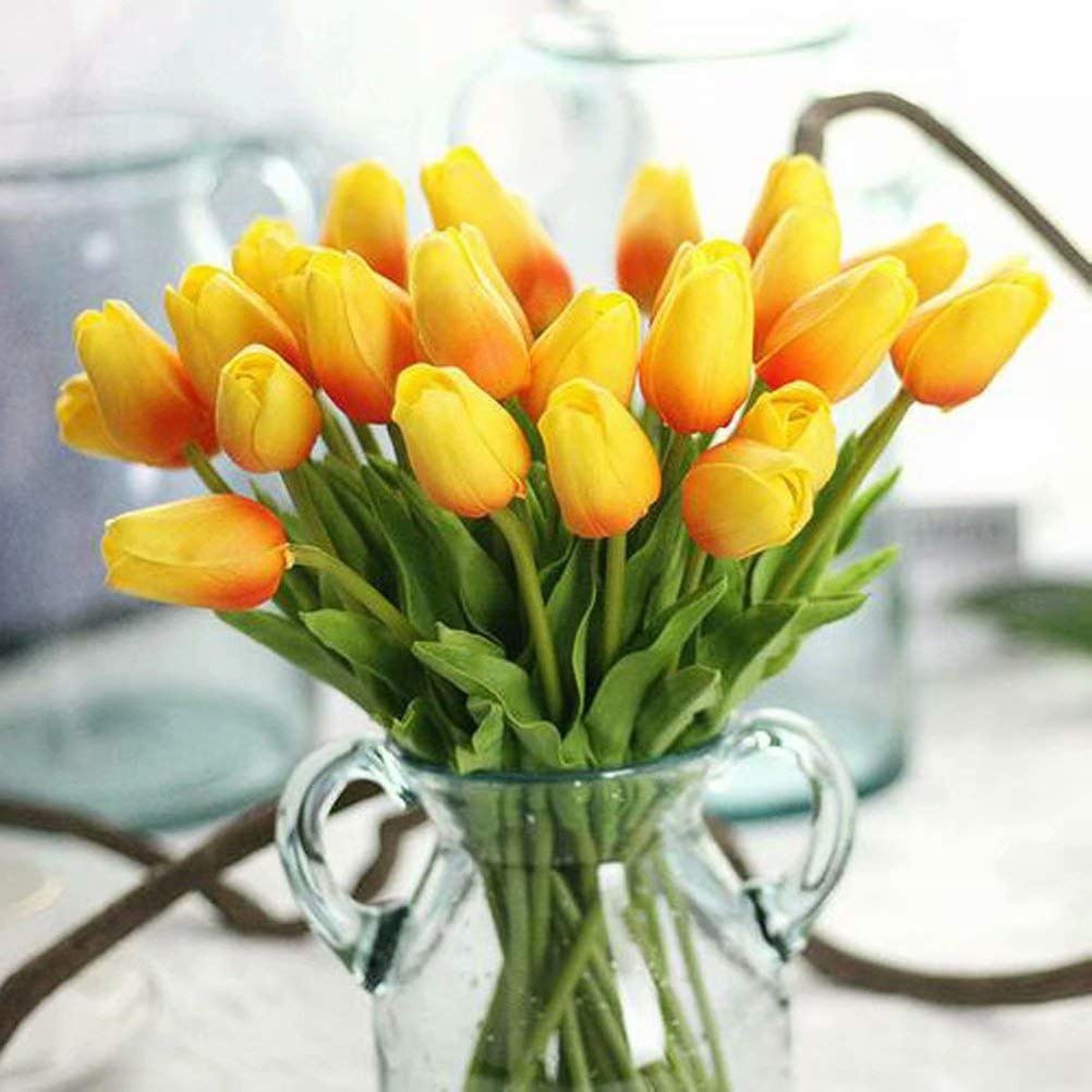 CTUER 30PCS Real-Touch Tulips Artificial Fake PU Tulips Flowers for Home Wedding Party Decor…