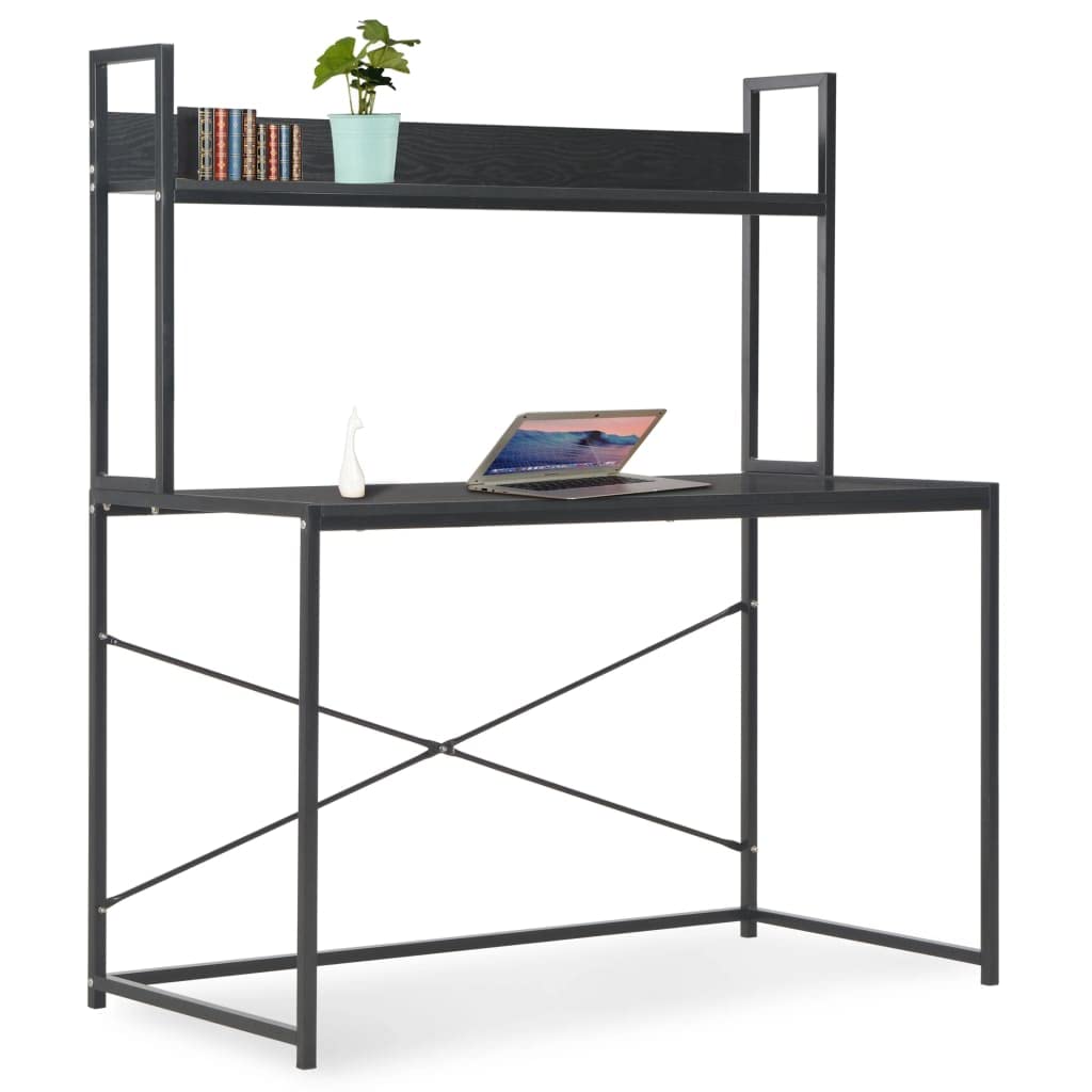 CUSON Computer Desk 47 inch with Bookshelf | Modern Writing Workstation Table for Office Home | Black Engineered Wood with Metal Frame | 47.2" x 23.6" x 54.3"
