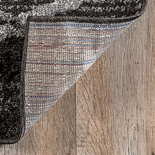 nuLOOM 2x6 Thigpen Contemporary Area Rug, Charcoal, Abstract Lines, Non-Slip Backing, Stain Resistant, For Bedroom, Dining Room, Living Room, Hallway, Office, Kitchen, Entryway