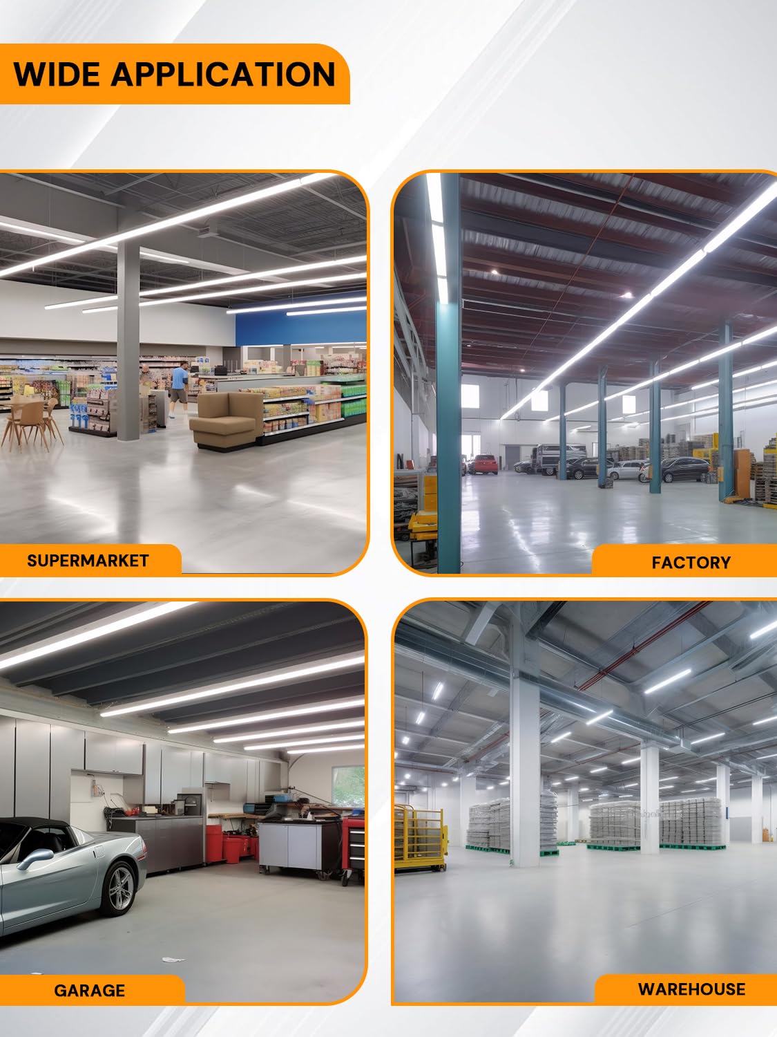 ONLYLUX LED Shop Light, 4ft 36W 5000lm 6500k Shop Lights, 4 Foot Led Light Fixture, T8 Led Tube Lights for Garage, V Shape High Output Linkable (10 Pack)