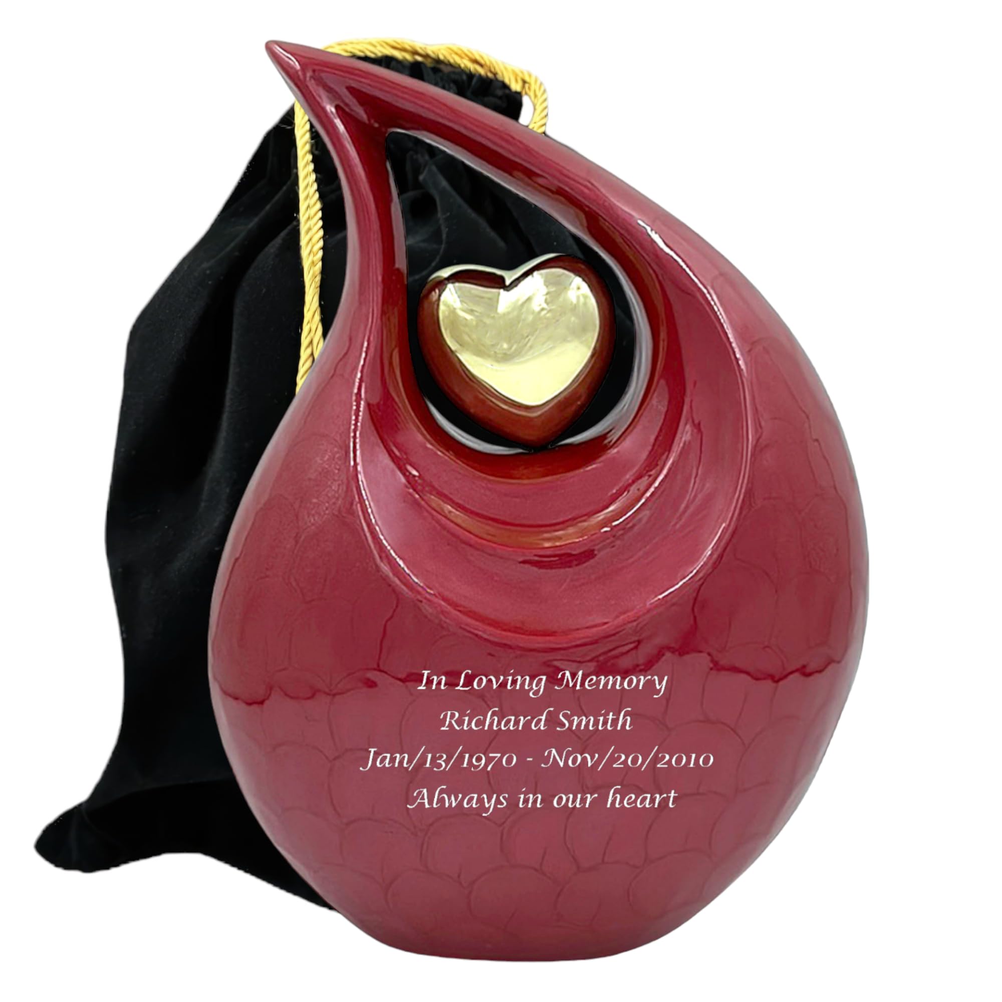 Customizable Cremation Urn with Velvet Bag - Engravable Cremation Urn - Memorial Urn - Funeral Urn - Burial Urn - Urns for Human Ashes