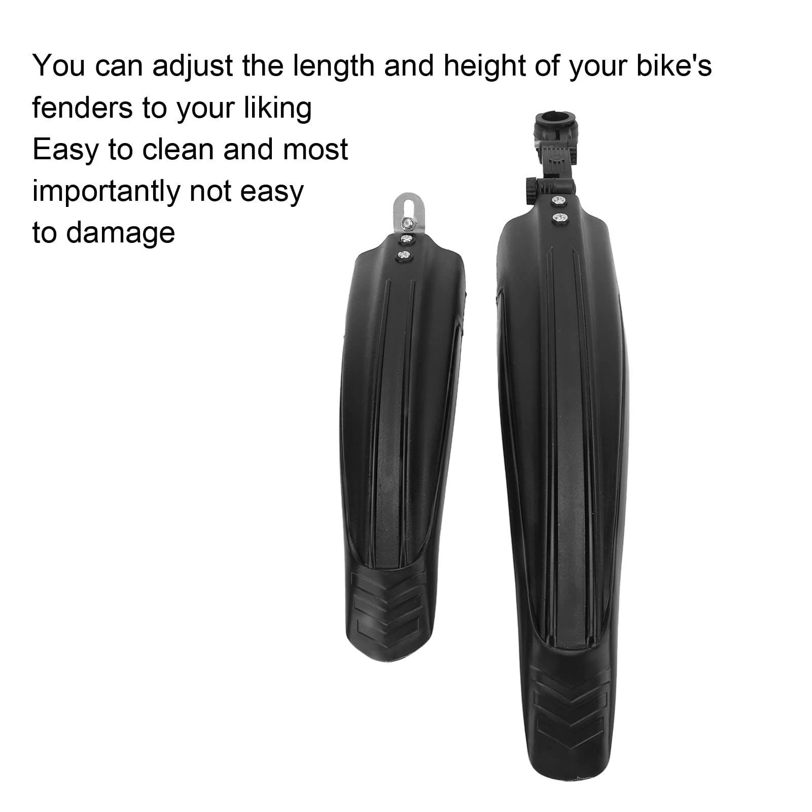 Front Rear Fenders Mudguards Thickened Widened PVC Mud Guard Fit for 20 to 26 inch Road Mountain Bike(Black)