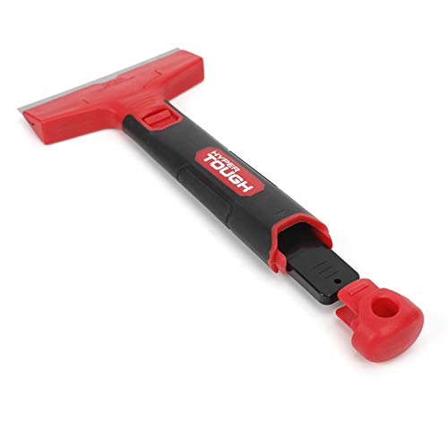 Hyper Tough 4-INCH GLASS & TILE SCRAPER + 3-BLADES Comfortable Non-Slip Handle