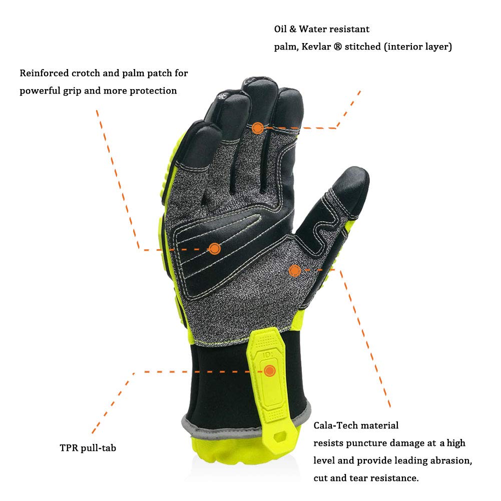 Intra-FIT Rescue 79314 Extrication Gloves Impact, Tear/abrasion/Puncture/Cut Protection, Super Dexterity 5 EN 388: 2016 3X44EP,Size L
