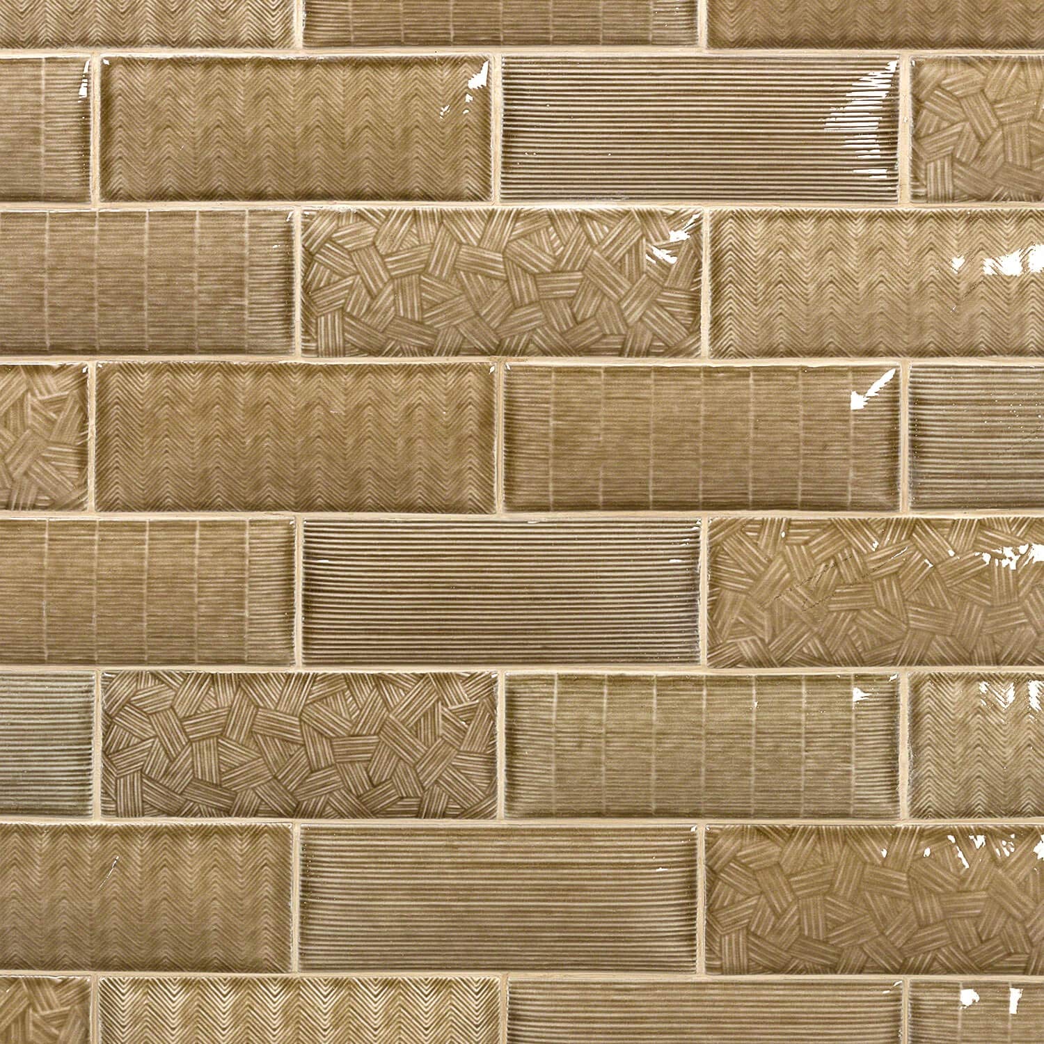 Dallas Pillowed Textured Brown 3" x 8" Polished Crackled Ceramic Subway Wall Tile (1 Box Covers 3.27 sq. ft.)