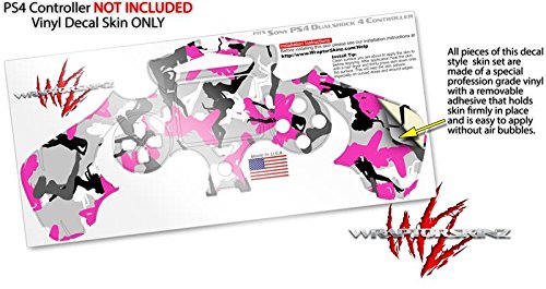 WraptorSkinz Skin Compatible with Sony PS4 Dualshock Controller PlayStation 4 Original Slim and Pro Sexy Girl Silhouette Camo Hot Pink Fuschia (Controller NOT Included)