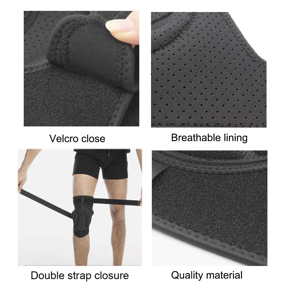 EULANT Knee Pads, Thick Sponge Collisioned Kneepads for Sports & Work, Protective Knee Support Sleeve for Basketball Wrestling Football Volleyball Running Cycling Training Scooter Workout
