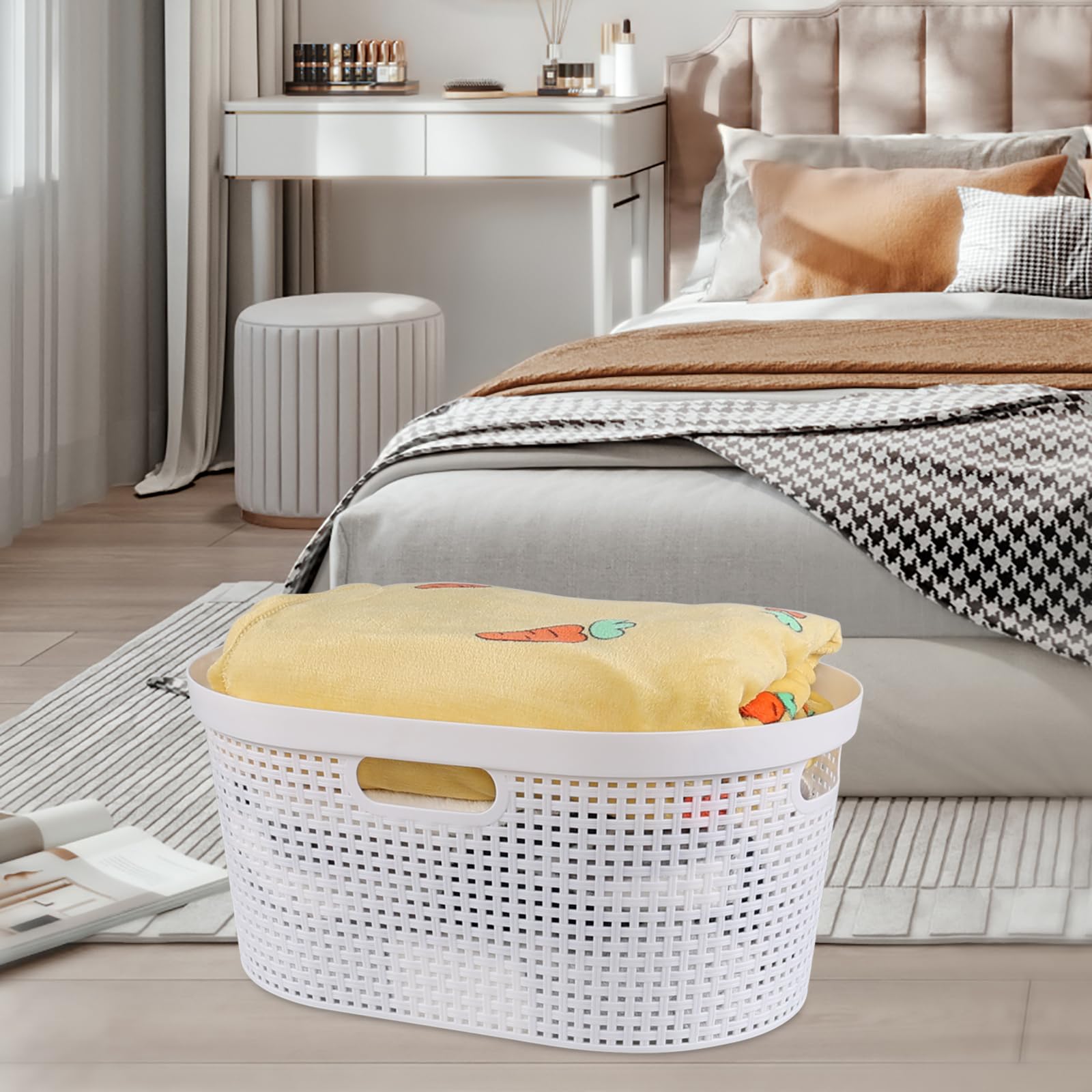 Ponpong 42 L Plastic Laundry Hamper, Plastic Laundry Basket with Cut-Out Handles, 4 Packs