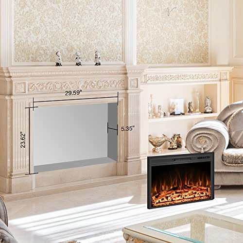 Rodalflame Electric Fireplace Inserts with Touch Screen & Remote Control, Timer, 750/1500w, Black, 32 9/10 Inches Wide, 24 9/10 Inches High