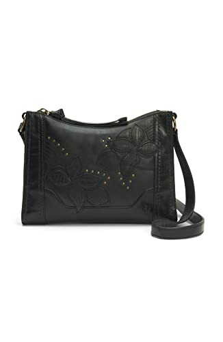 Frye Melissa Studded Floral Zip Crossbody, Black