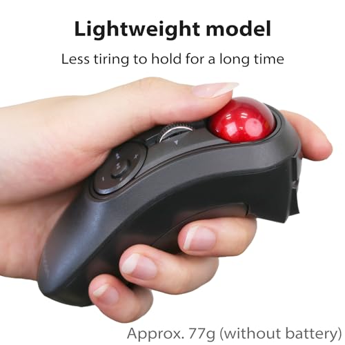 ELECOM Relacon Handheld Trackball Mouse, Thumb Control, Left Right Handed Mice, Bluetooth, 10-Button Function, Ergonomic Design, Optical Gaming Sensor, Smooth Red Ball, Windows11, macOS (M-RT1BRXBK)